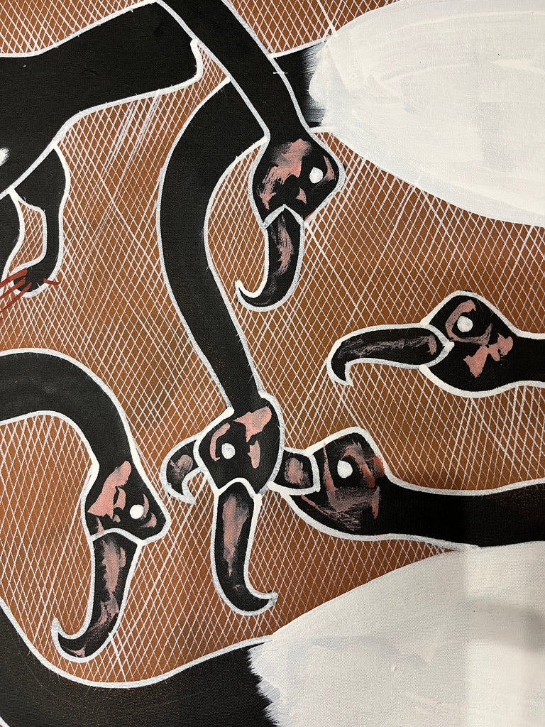 #392 Magpie Geese Dreaming - EDDIE BLITNER : Aboriginal Art: 152cm x 8 ...